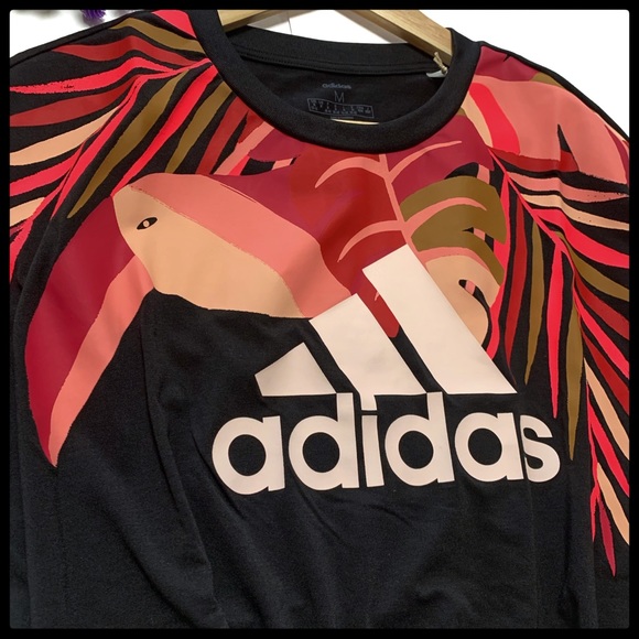 adidas | Tops | Farm Rio X Adidas Tropical Toucan Black Crop | Poshmark